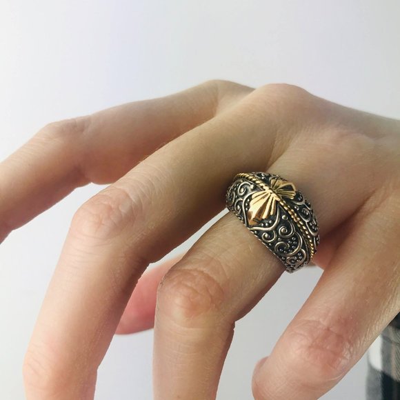 Brighton | Jewelry | Brighton Silver 4k Gold Filigree Art Deco Ring 8 ...